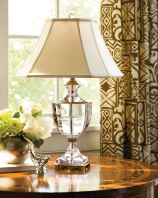 Solid Crystal Lamp - Solid Crystal Table Lamp With Solid Brass Trim