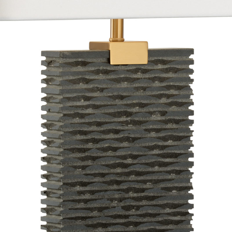 black stone lamp - hand-chiseled black stone slab table lamp