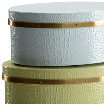 Blue and green Oval Boxes (set of 5)