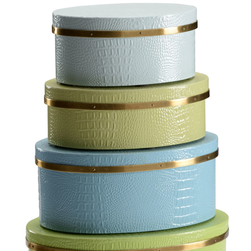 Blue and green Oval Boxes (set of 5)