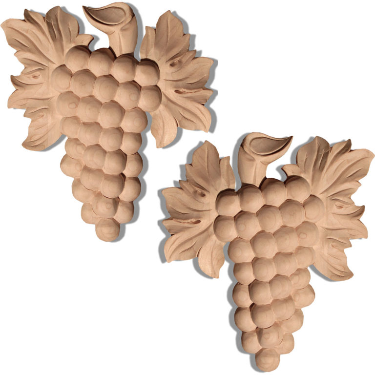 Tulare Grape Clusters Wood Carving - Wood Appliques and Onlays