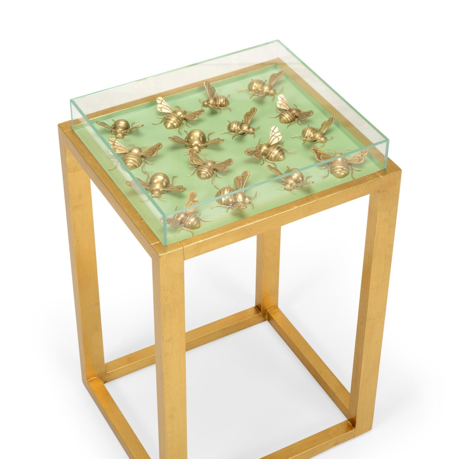 Polygon Beehive - Brass & Glass Side Table - Luxury Decor
