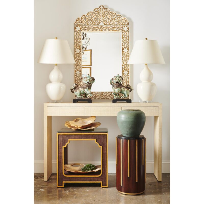 "Natural Bliss" Raffia Console Table - Cream - Luxury Decor