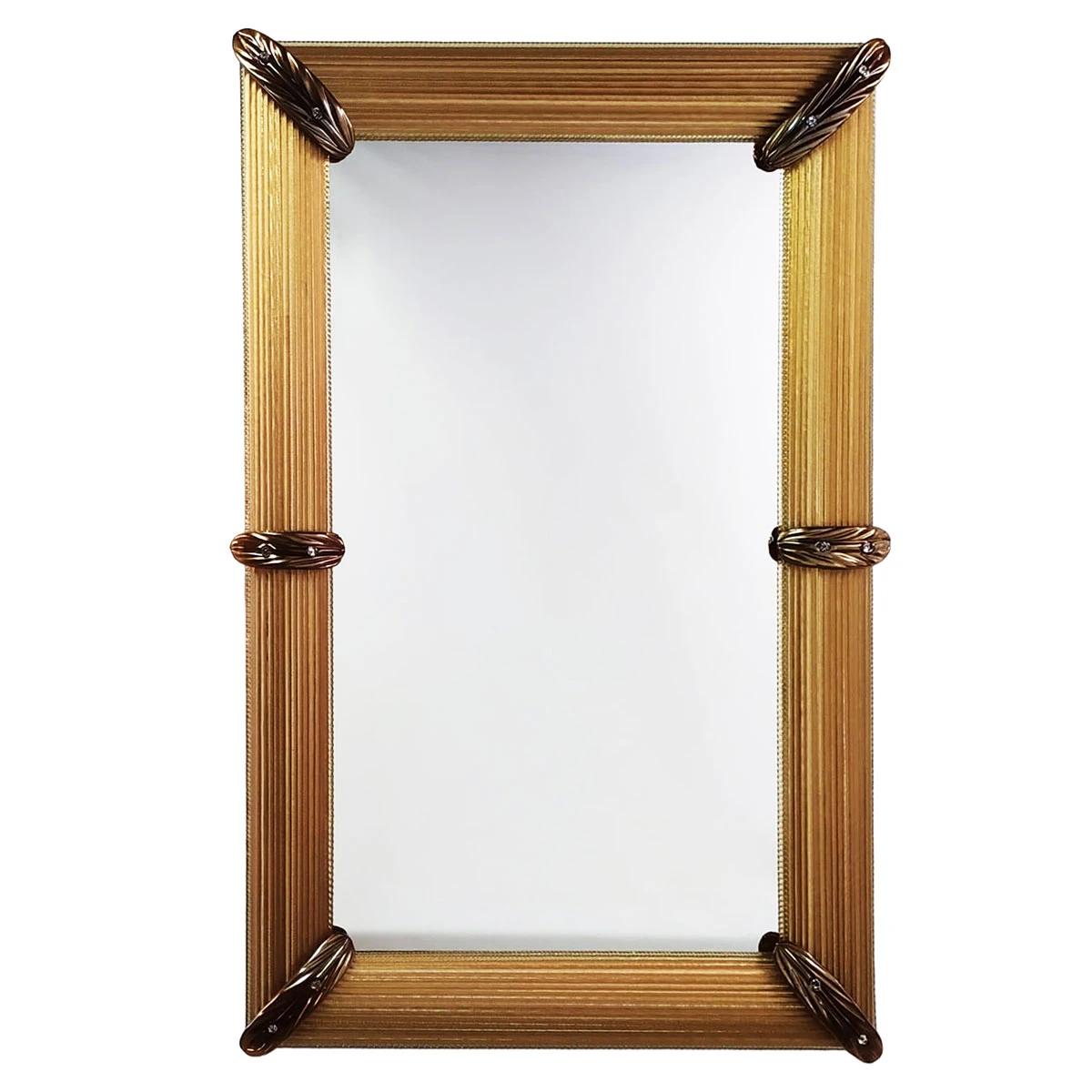 Gold Reeded Murano Venetian Mirror